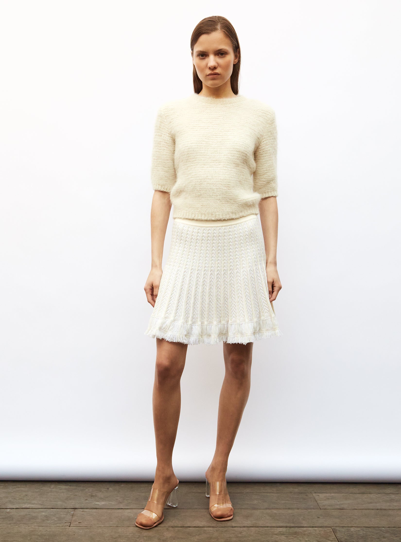 jupe courte en maille chevron molli naturel milk | Molli