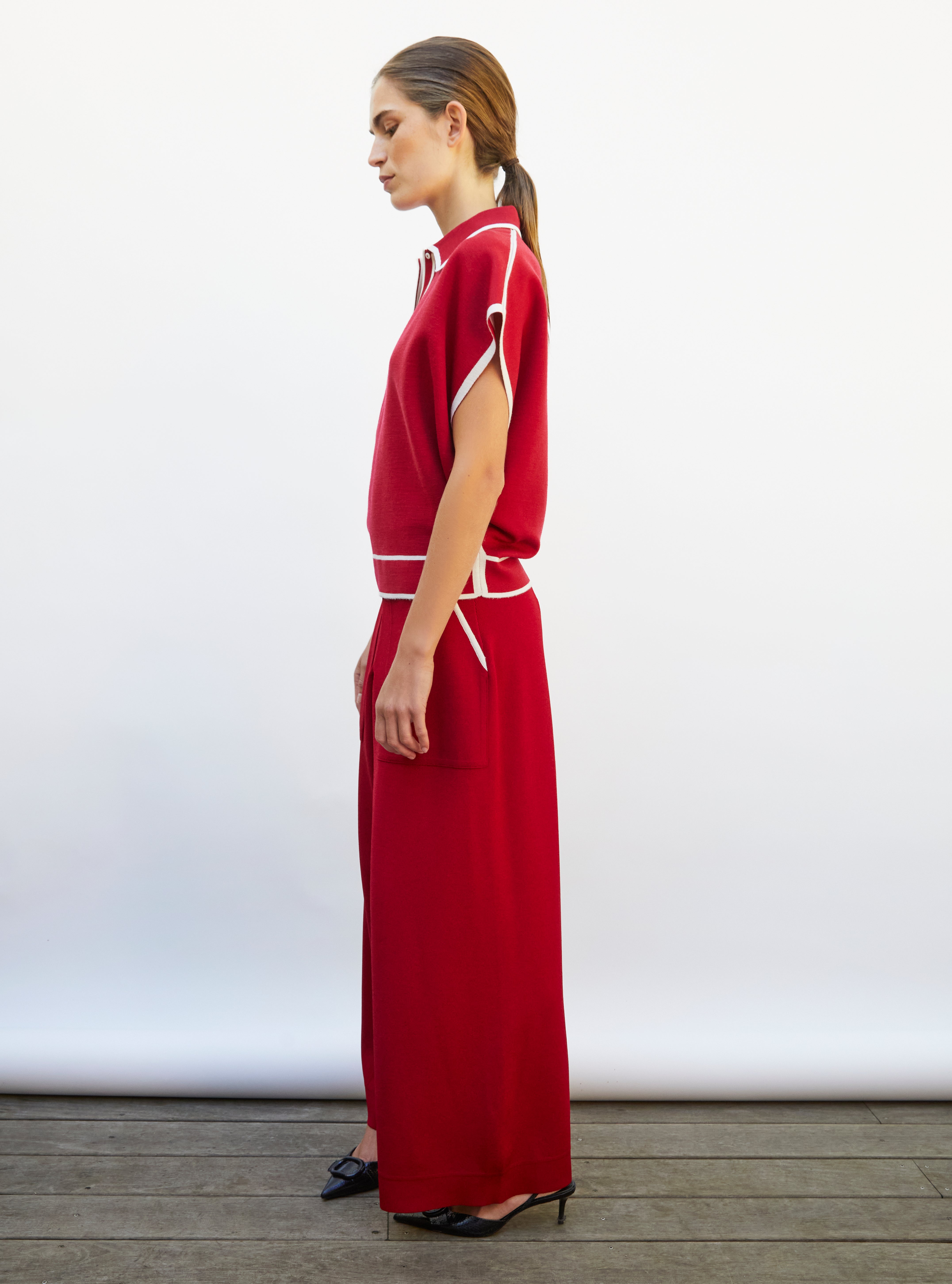 wide top with edged collar Grenat-Naturel | Molli