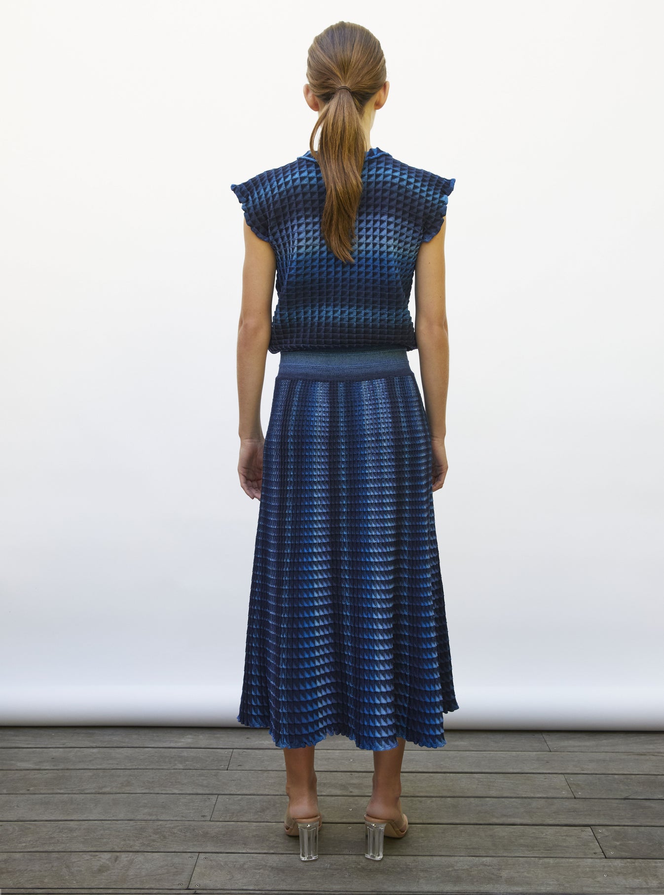 fluid skirt in an origami knit Midnight-Denim | Molli