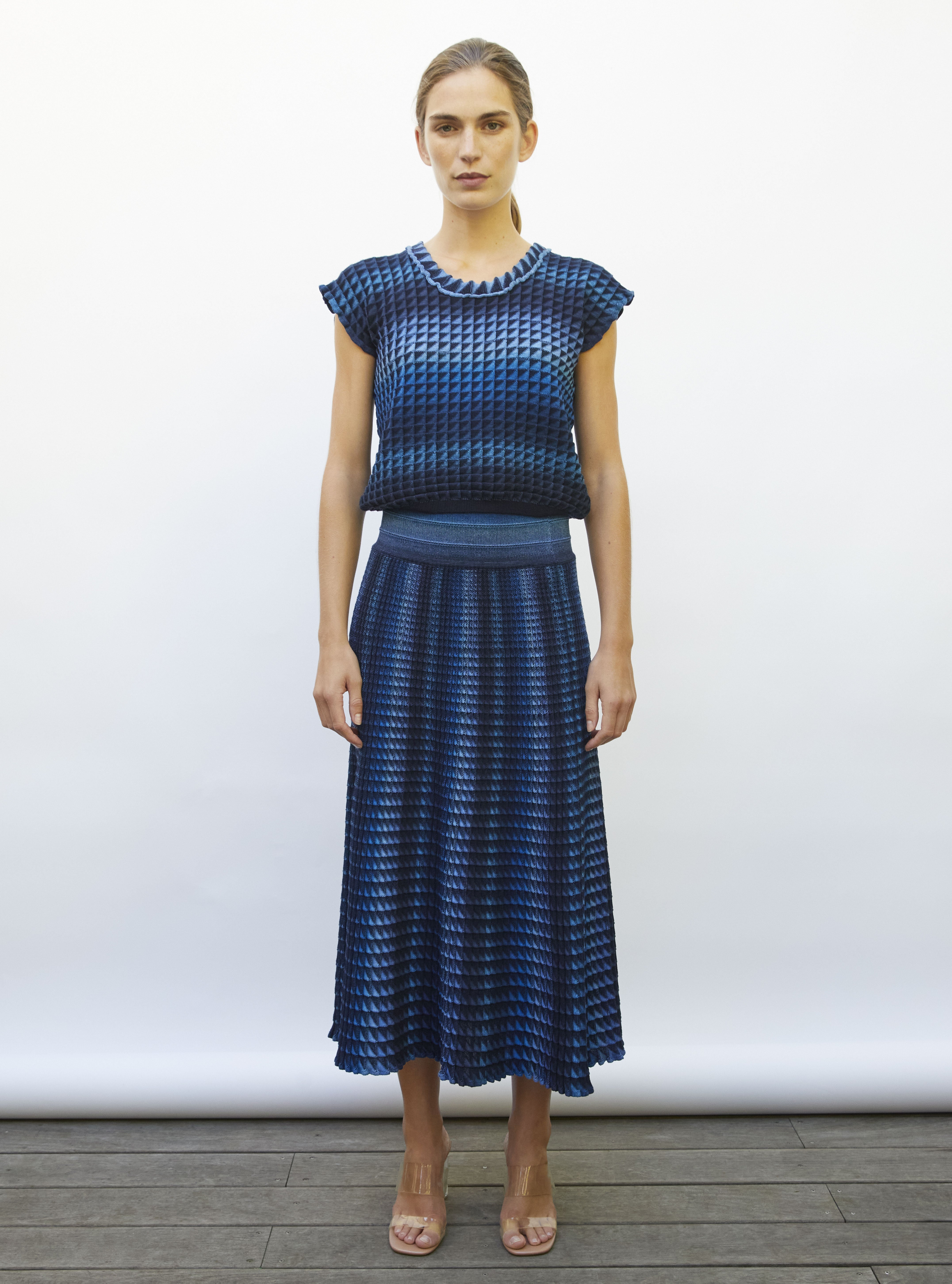 fluid skirt in an origami knit Midnight-Denim | Molli