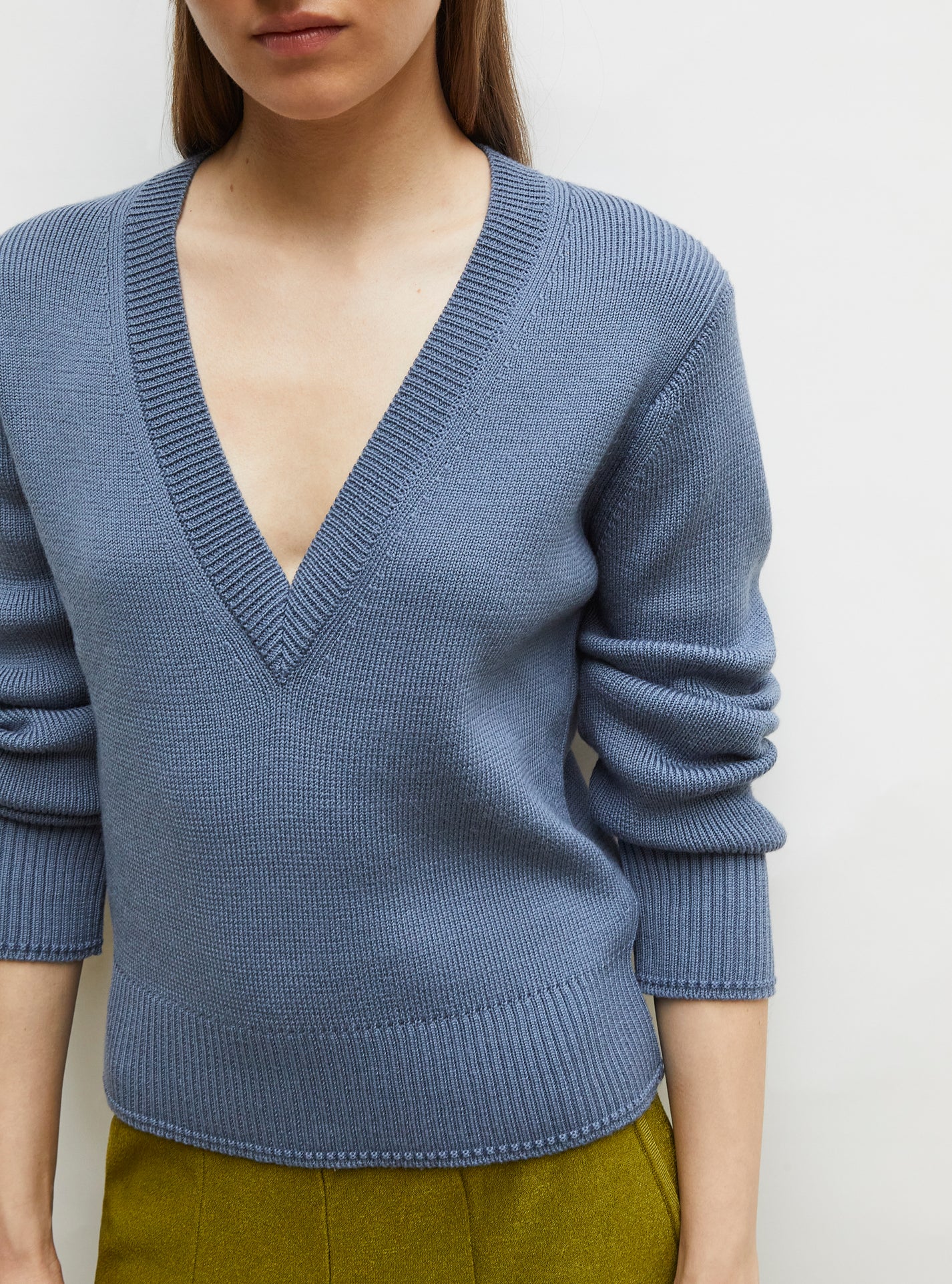 pull col v maille pleine acier | Molli