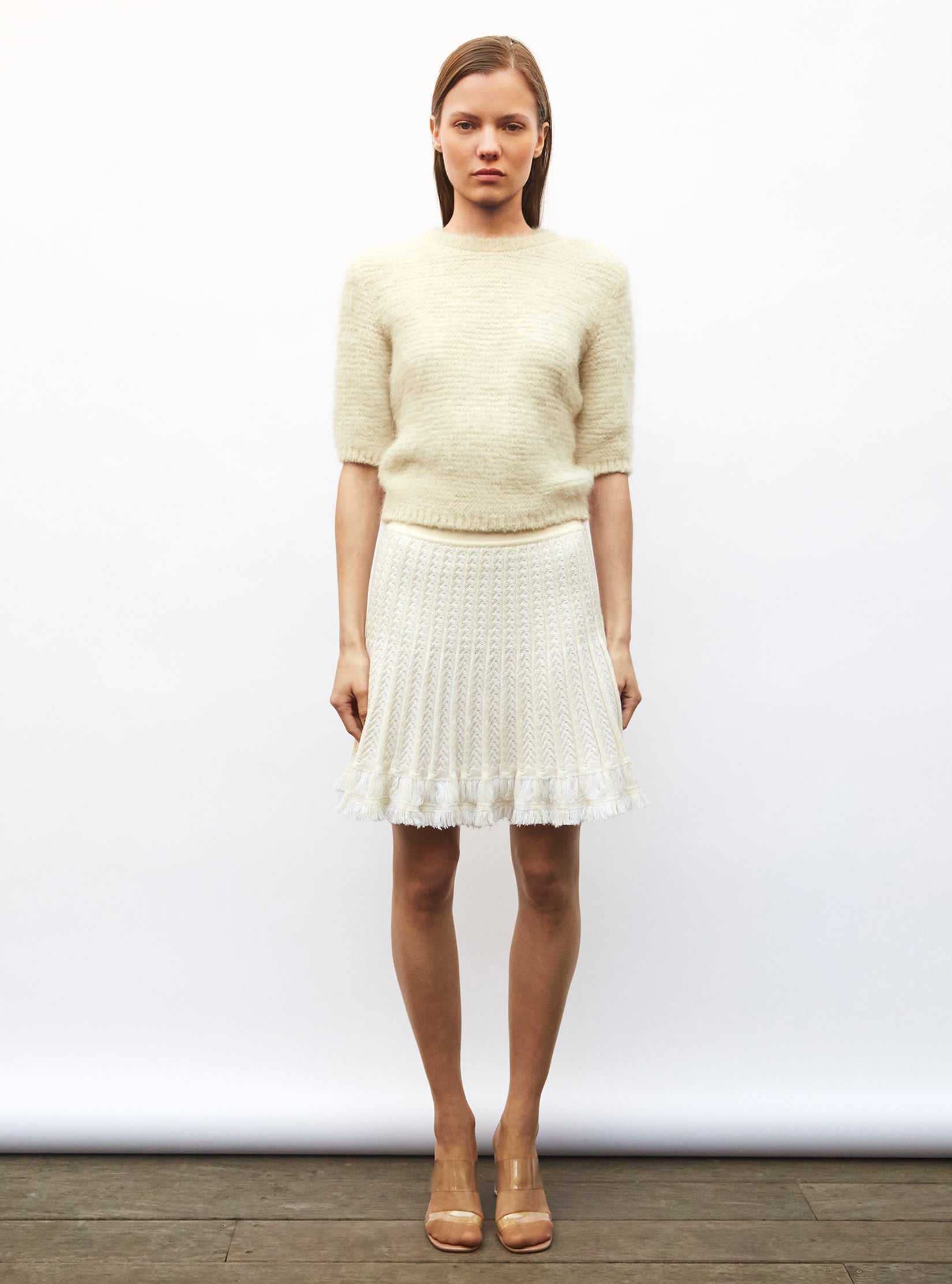 jupe courte en maille chevron molli naturel milk | Molli