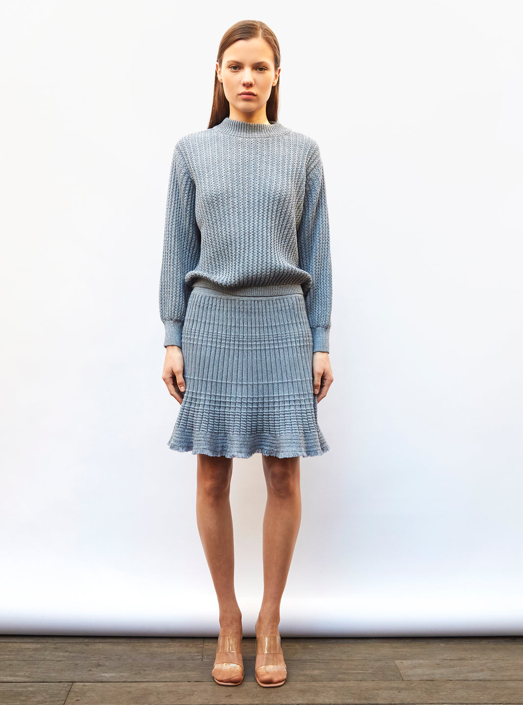 pull col v maille pleine acier | Molli