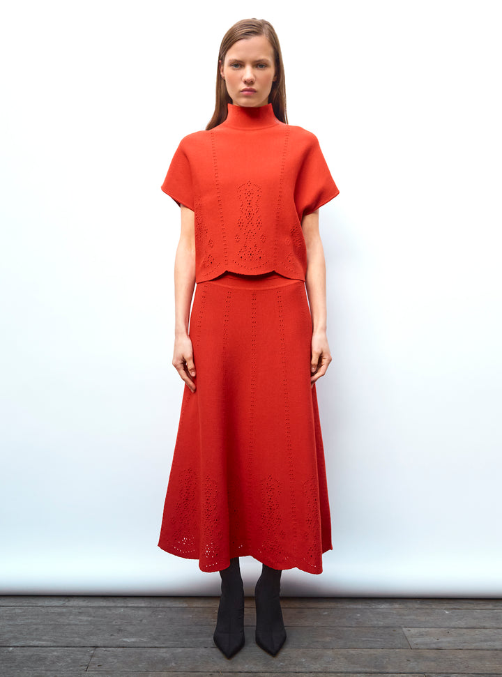 robe en maille cannage ajourée molli cerise | Molli