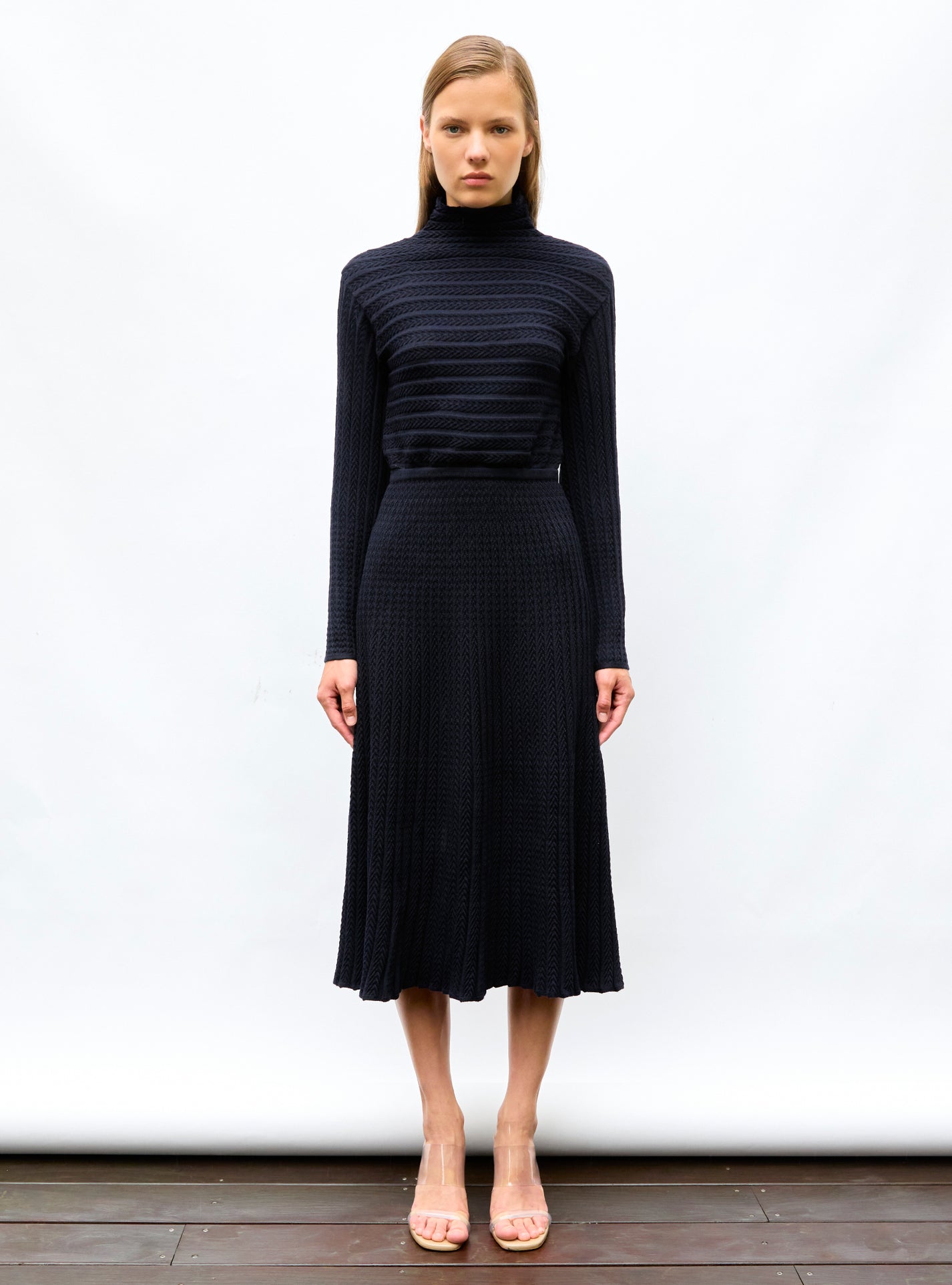 robe longue maille plissée nuit | Molli