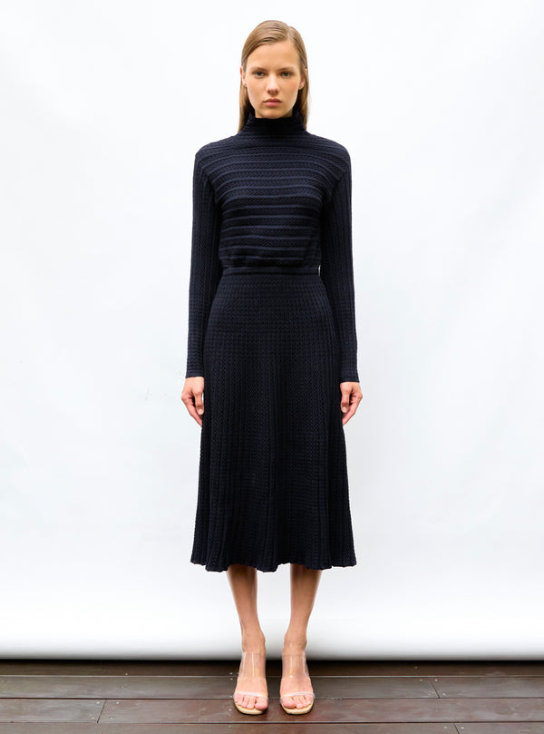 robe longue maille plissée nuit | Molli