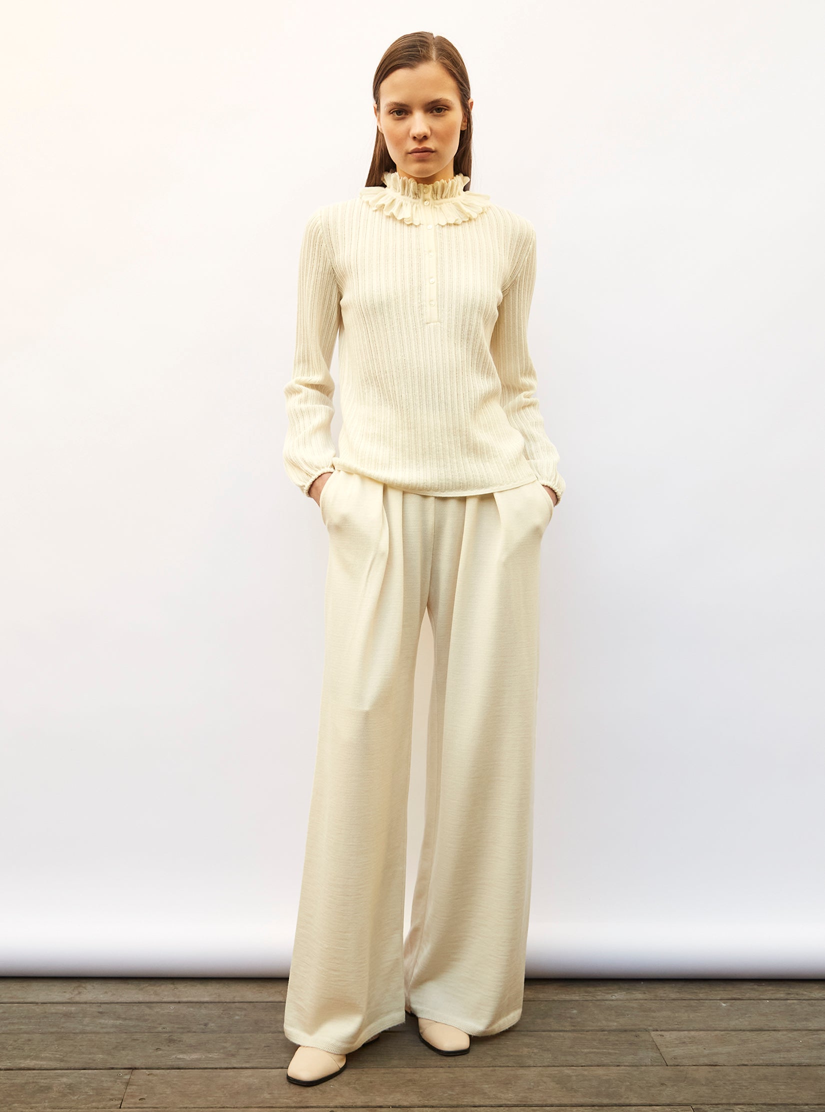 molli blouse in mini herringbone knit natural | Molli