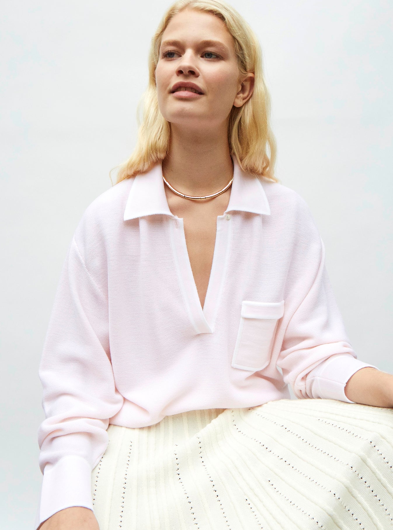 chemise maille col gansé pétale | Molli
