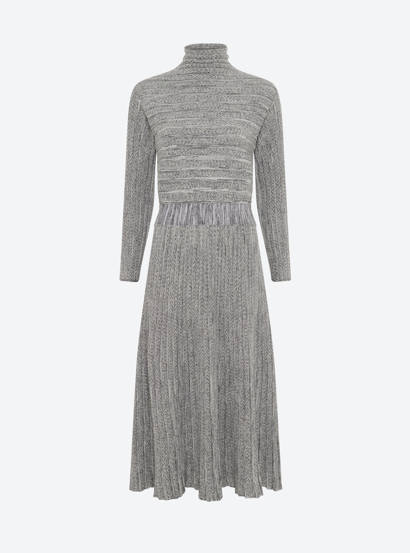 long dress in pleated knit black mottled | Molli