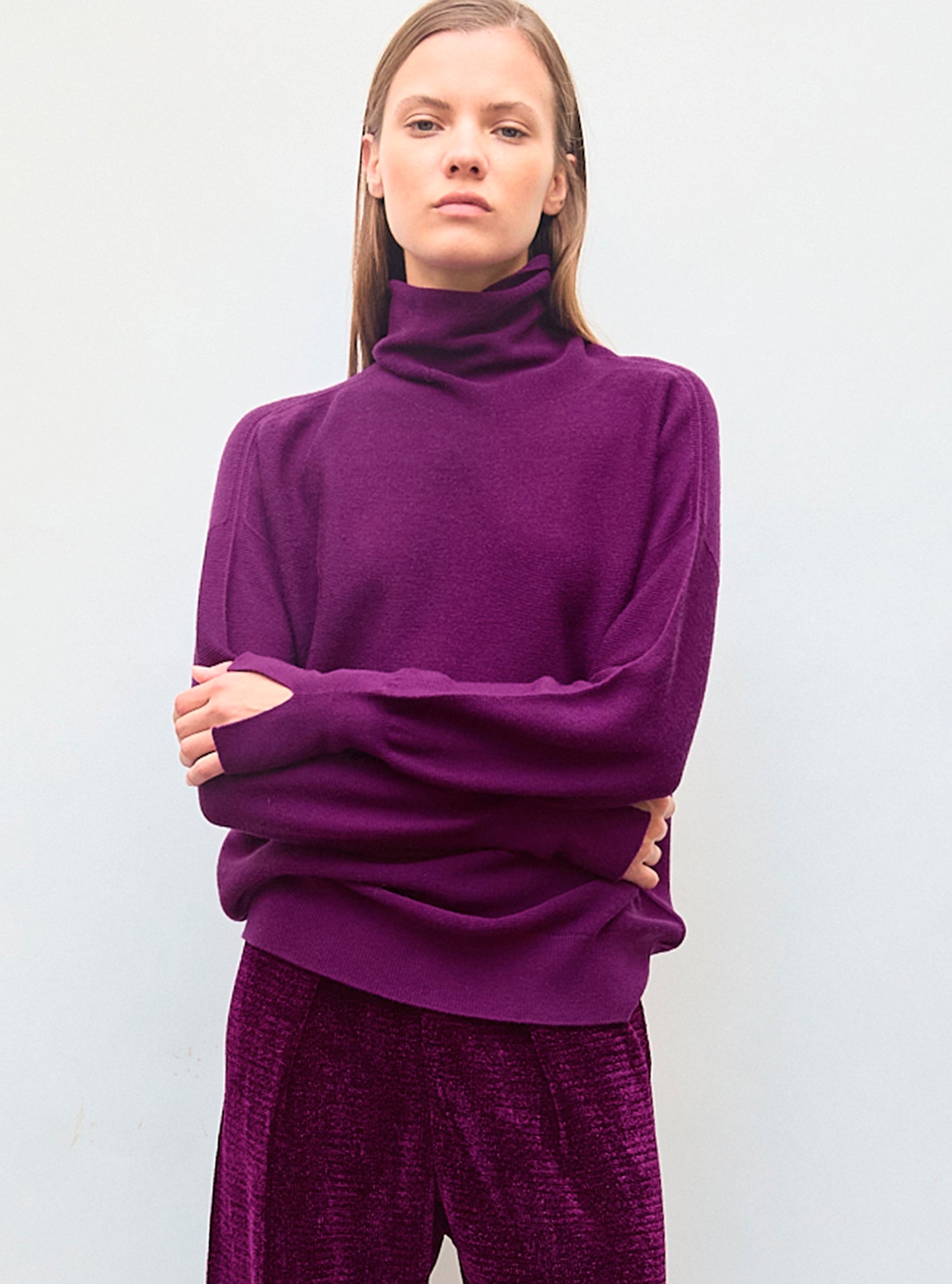 pull fin col montant violet royal | Molli