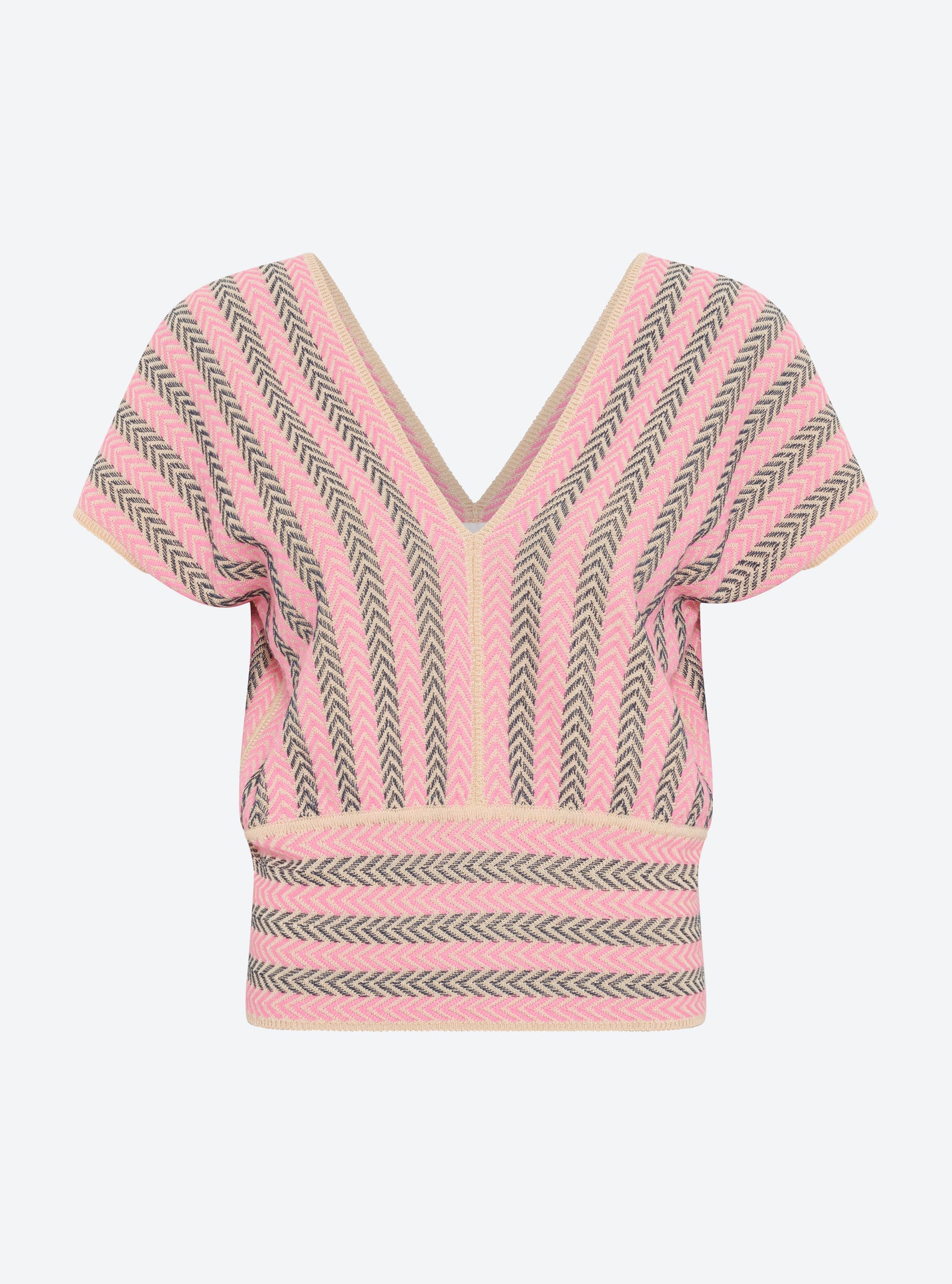 top V maille chevron dune-blueberry-rose fluo | Molli