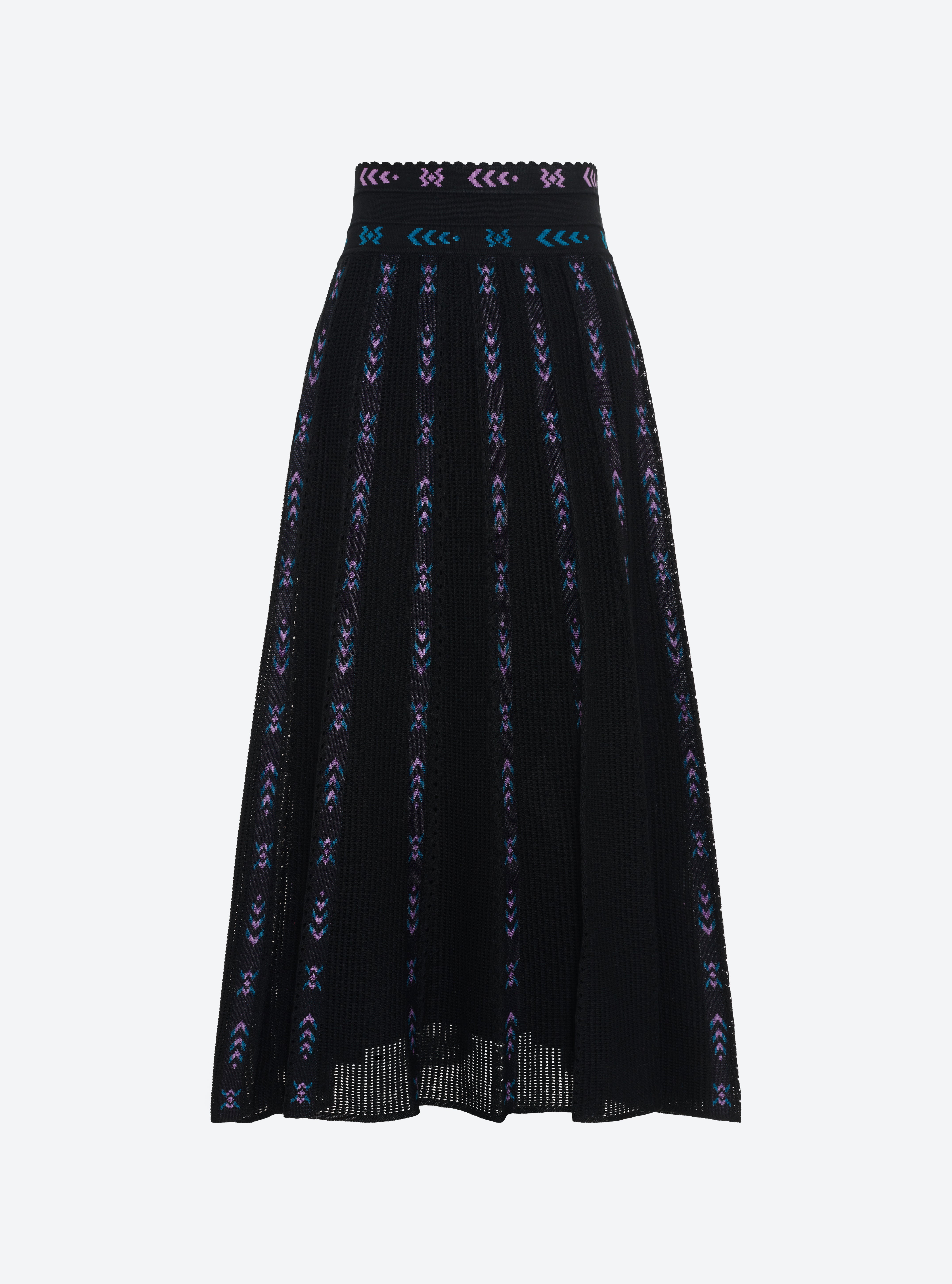 jupe longue maille ikat noir profond-multi | Molli