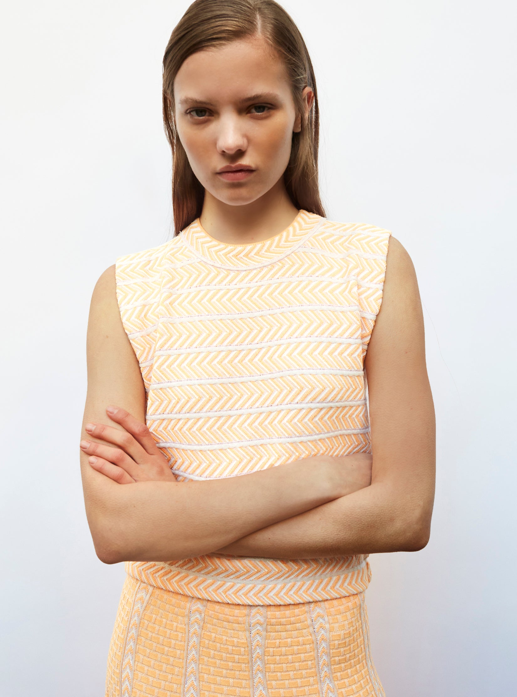 Molli Basketweave Knit Top Fluorescent Orange Molli