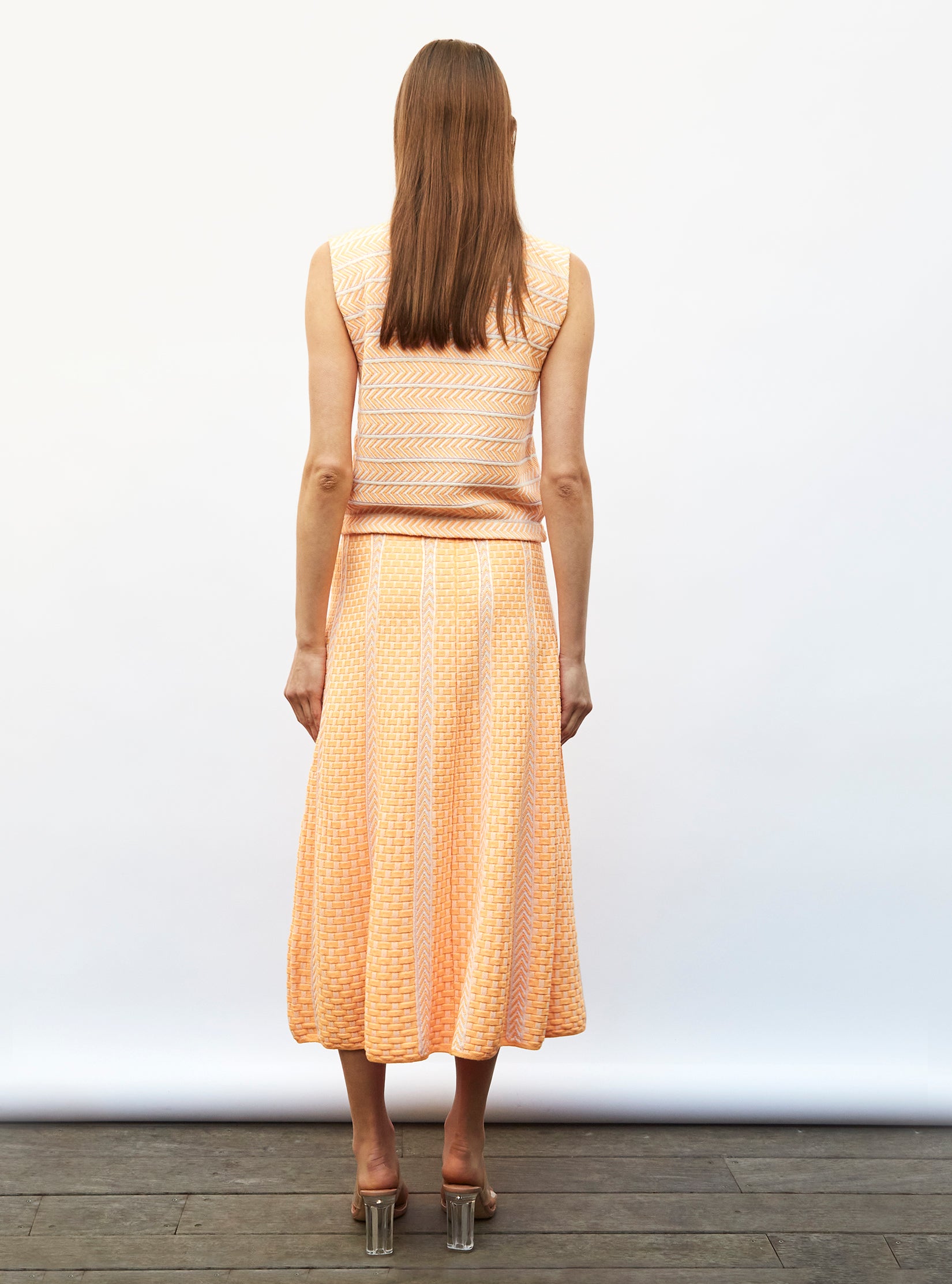 jupe en maille panier tressé molli orange-fluo | Molli