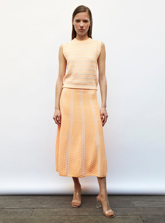 jupe en maille panier tressé molli orange-fluo | Molli