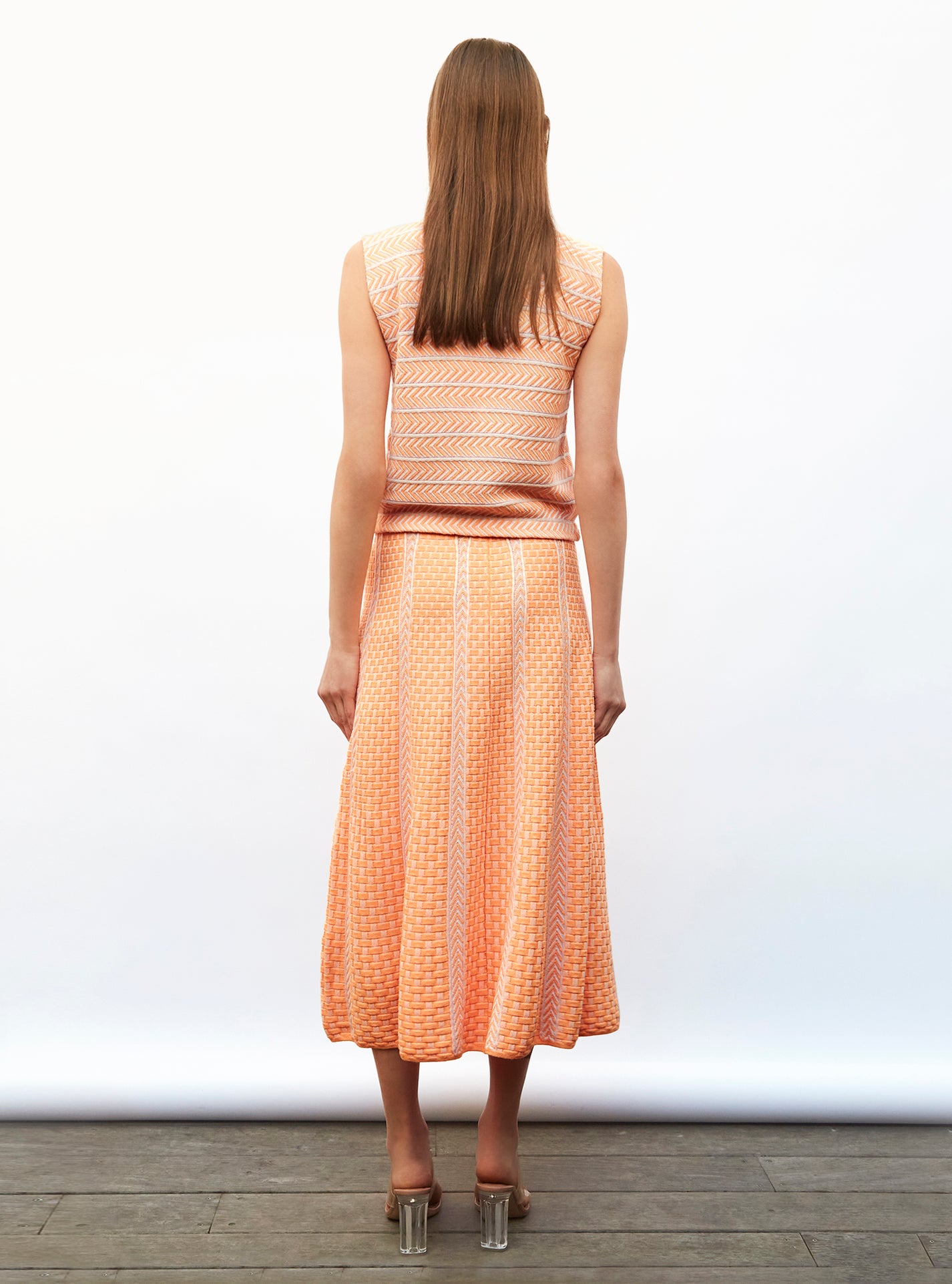 jupe en maille panier tressé orange fluo | Molli