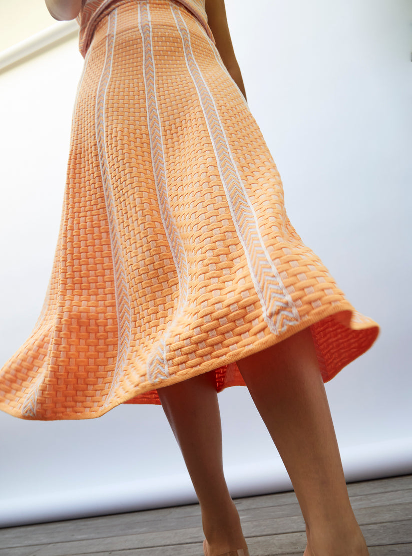 jupe en maille panier tressé molli orange-fluo | Molli