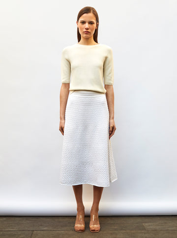 jupe mi longue en maille smockée molli milk | Molli