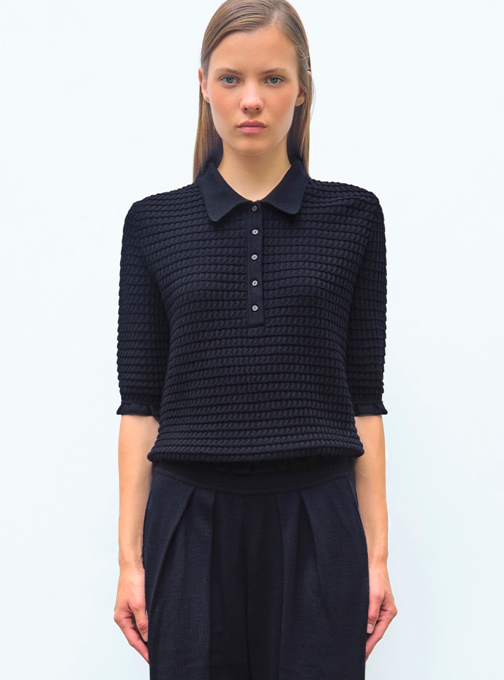 polo in an origami knit midnight | Molli